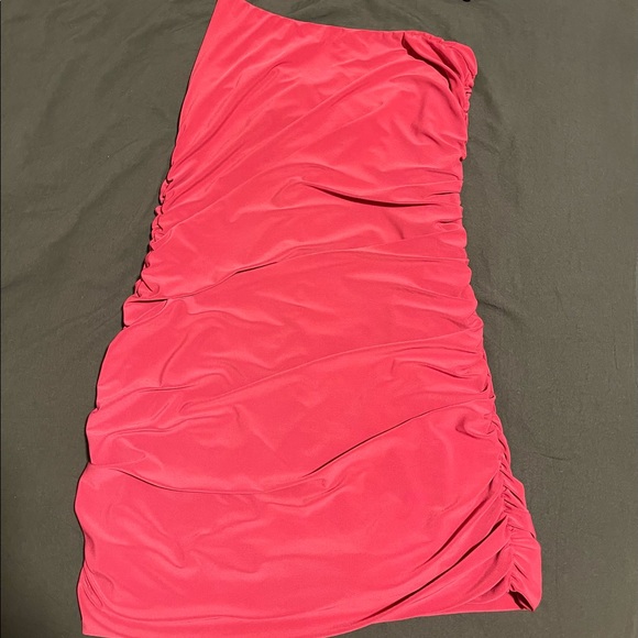 Fashion Nova | Dresses | New Pink Scrunched Tight Dress One Shoulder ...